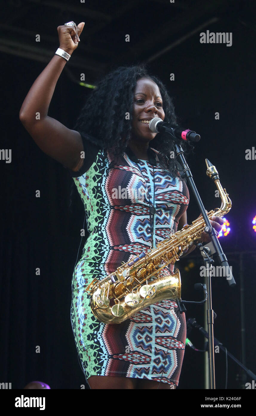 New York, New York, USA. 27th Aug, 2017. Jazz musician TIA FULLER ...