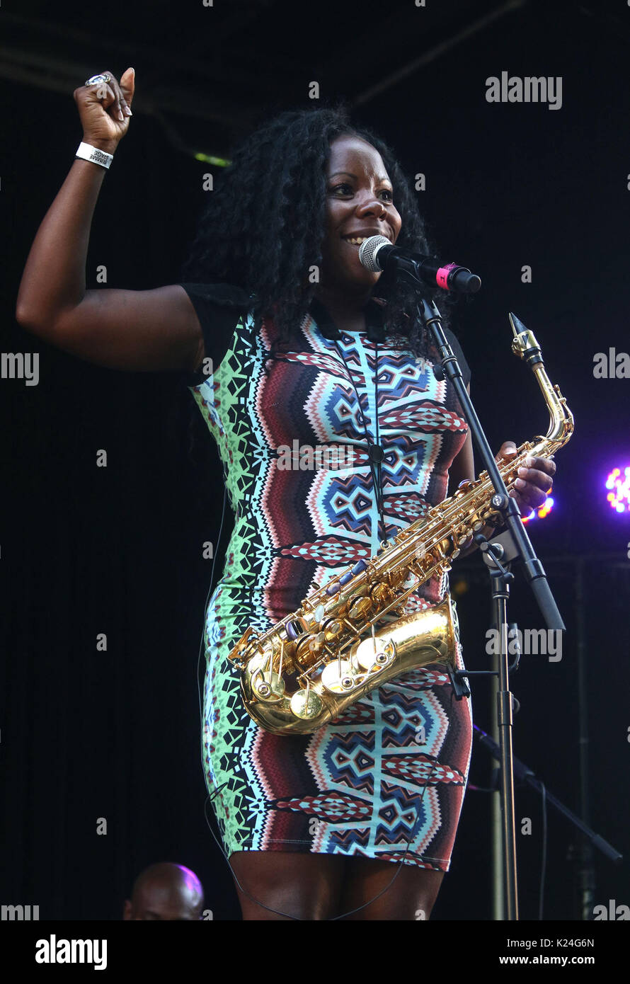 New York, New York, USA. 27th Aug, 2017. Jazz musician TIA FULLER ...