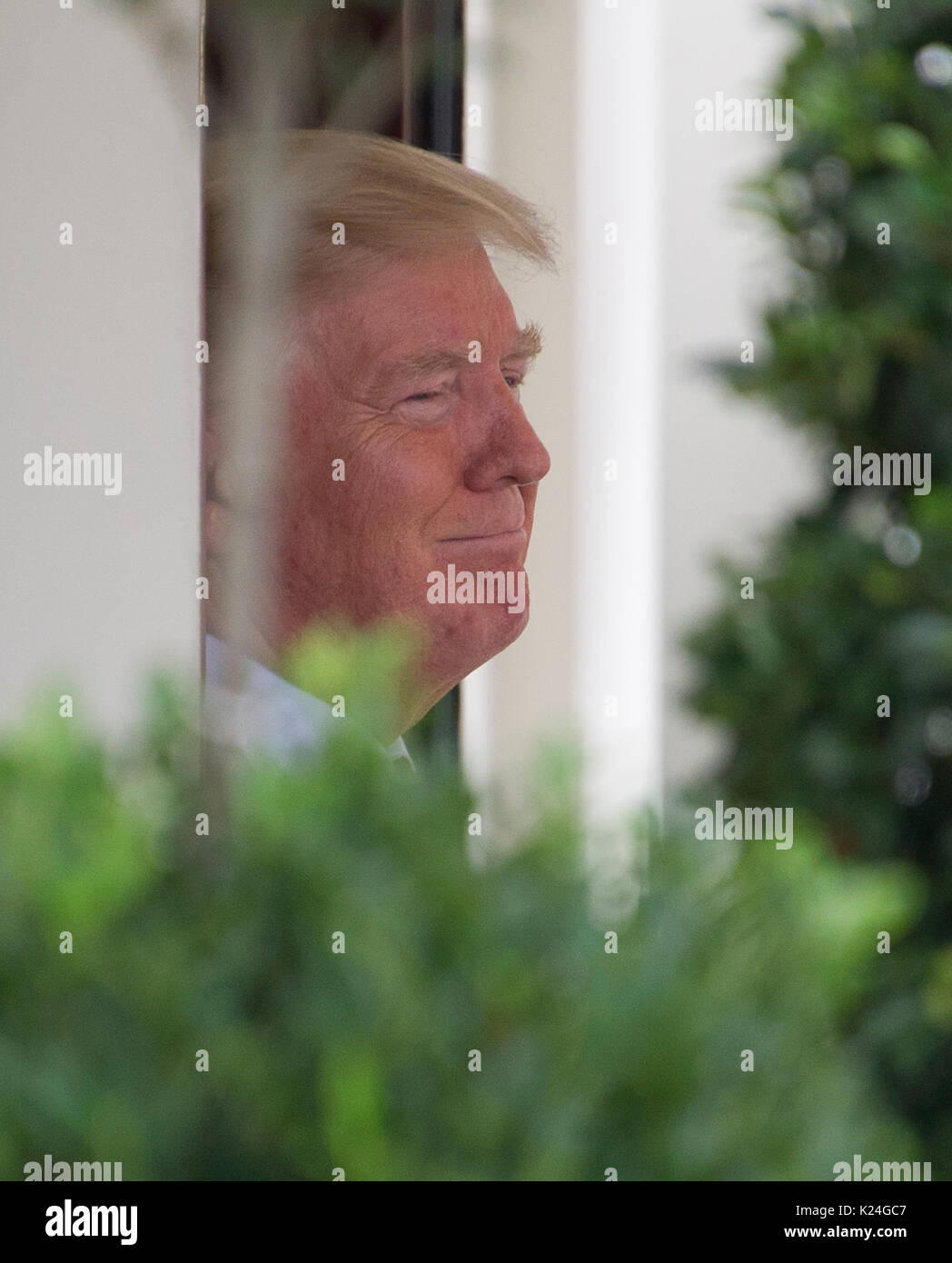 United States President Donald J. Trump waits to welcome President ...