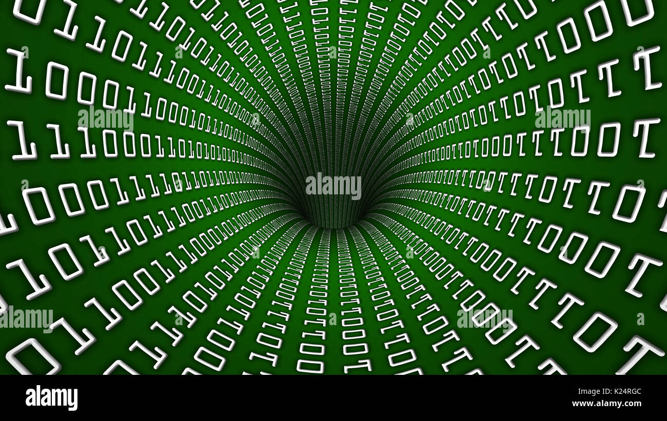 Binary Code Network tunnel hole with binary symbols on the wall with ...