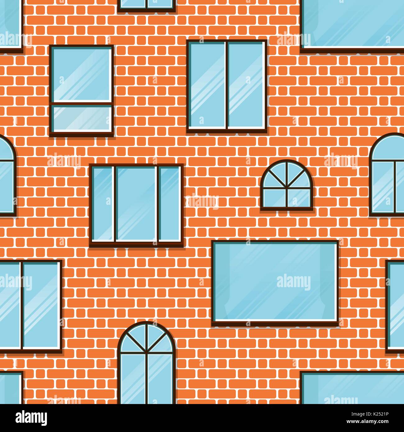 Seamless background of brick wall and window. Vector Stock Vector Image ...
