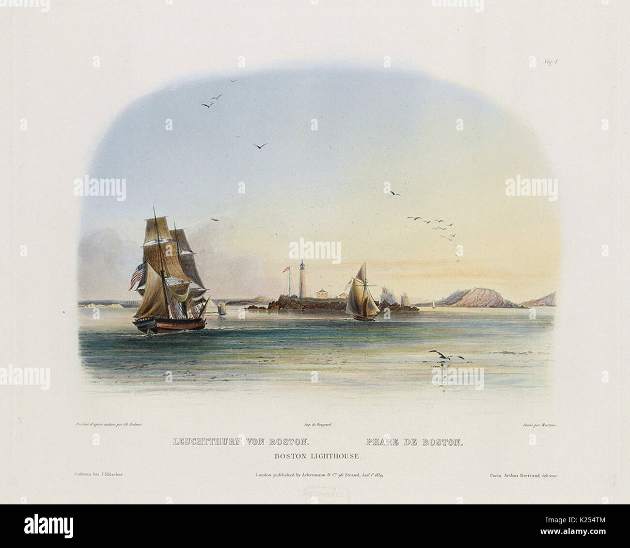 Antique print of boston hi-res stock photography and images - Alamy