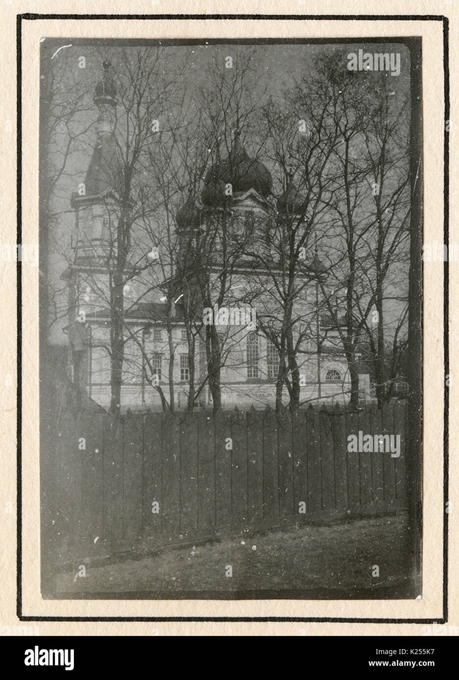 Church building and fence Stock Photo - Alamy