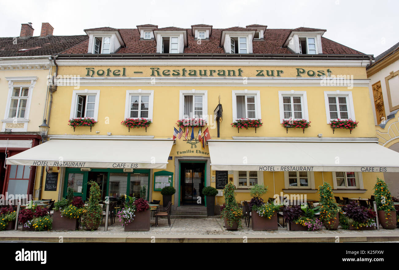 Hotel and cafe in Melk Austria Stock Photo - Alamy