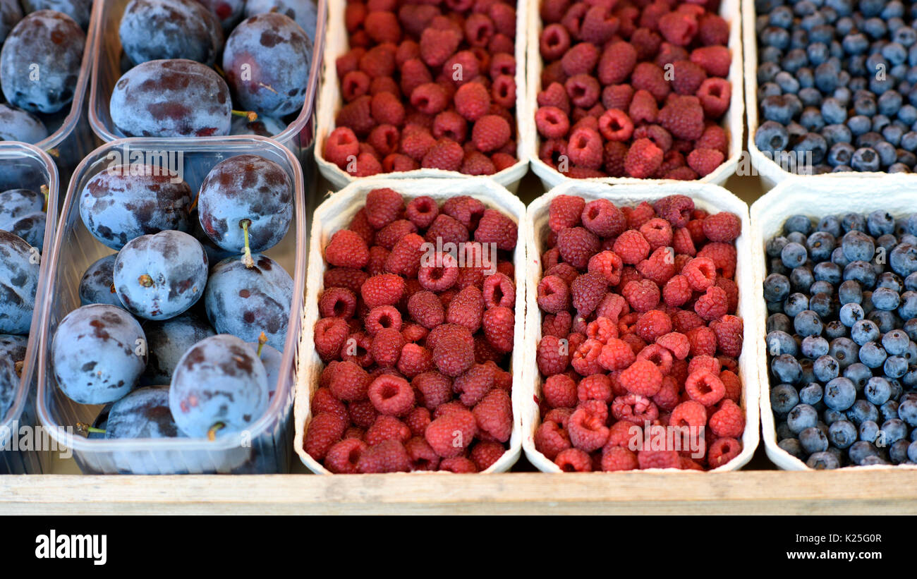 Fresh fruit stand in the Wachau Valley, Austria on the Danube Bike Path ...