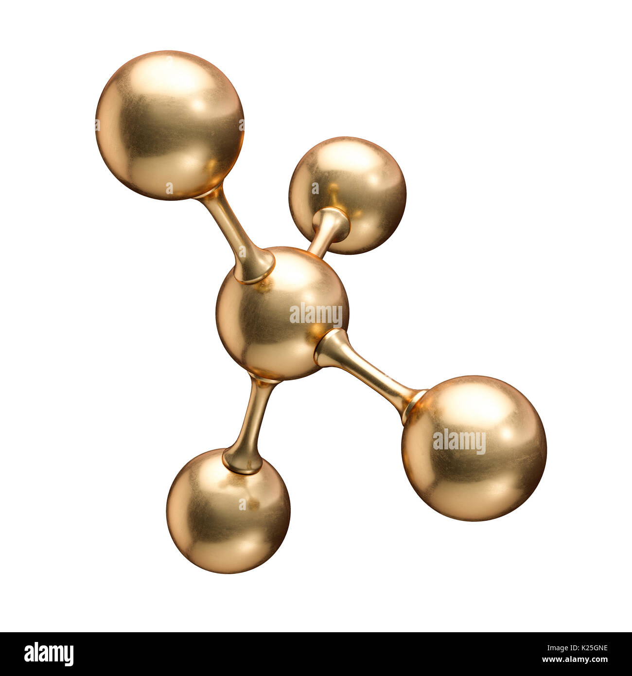 Golden molecule model abstract concept. Molecular shape isolated on ...
