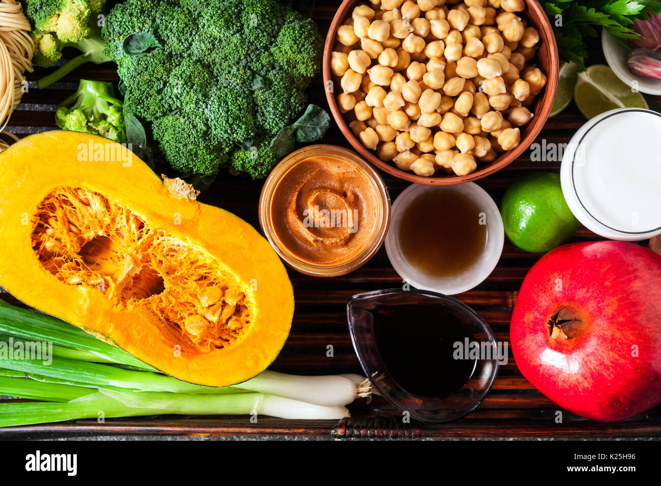 Colorful fruits and vegetables asian background Stock Photo - Alamy