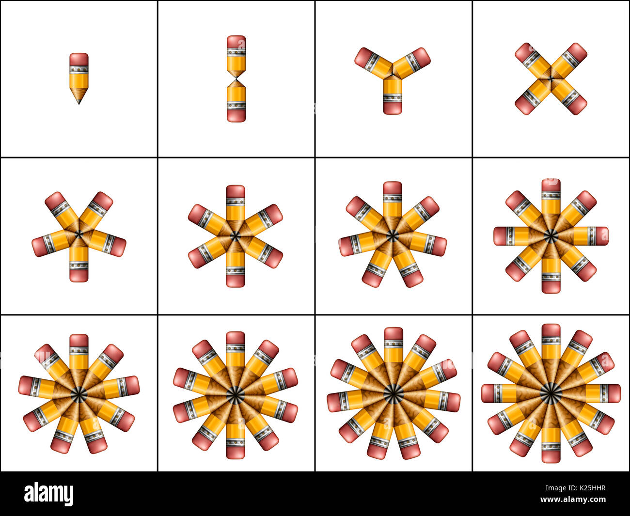 Counters. Illustration of pencils arranged in patterns containing 1 ...