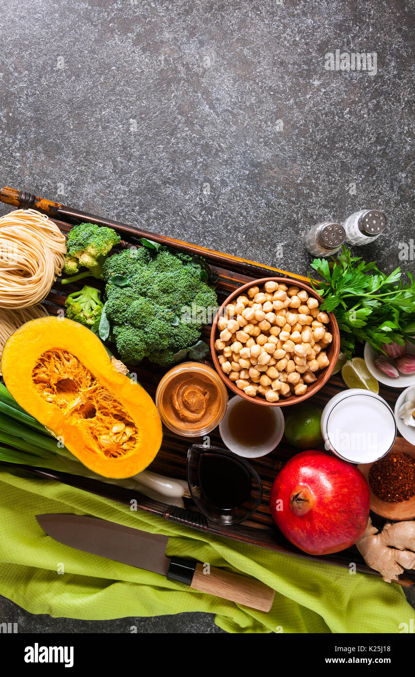 Colorful fruits and vegetables asian background Stock Photo - Alamy