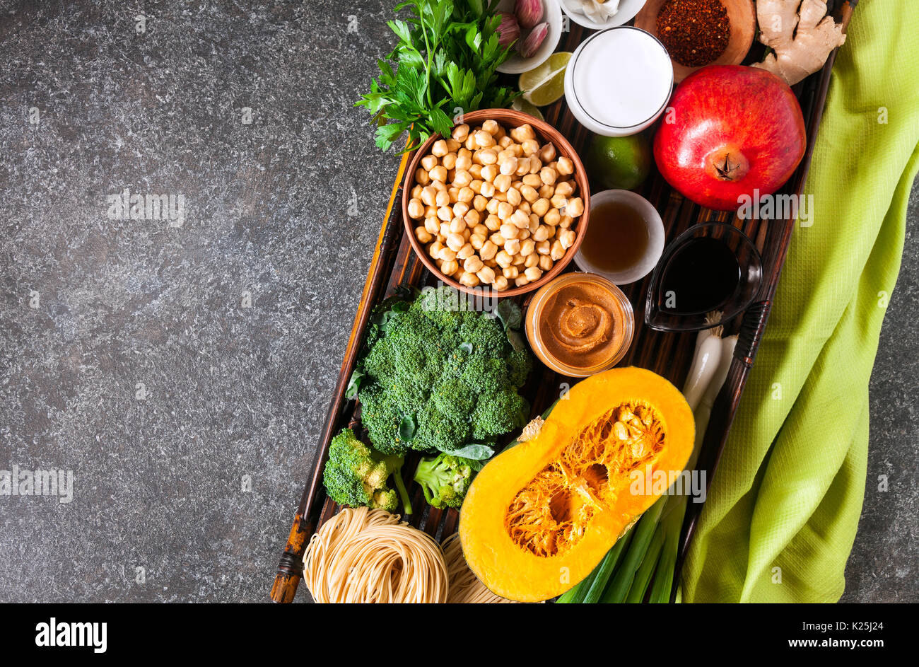 Colorful fruits and vegetables asian background Stock Photo - Alamy
