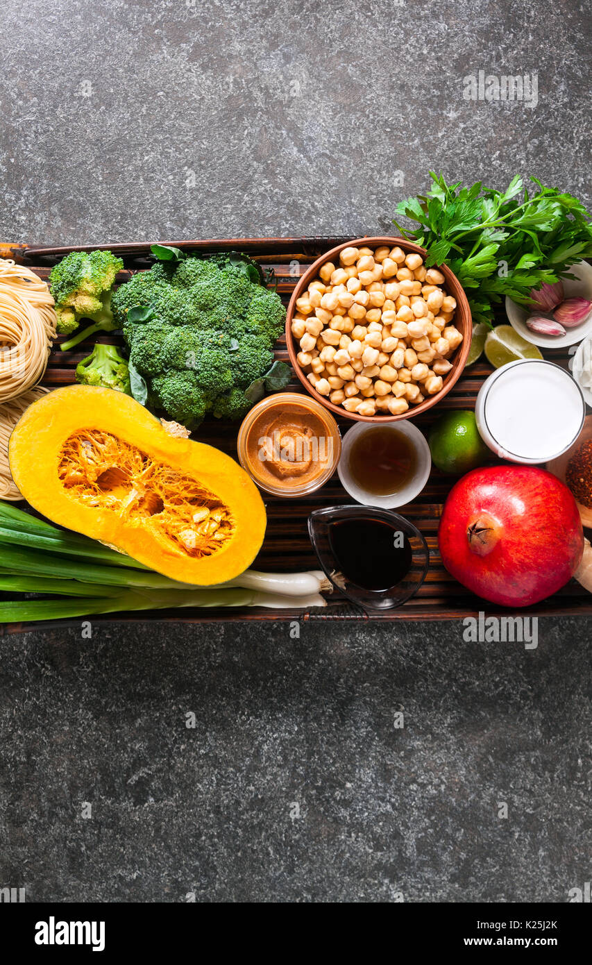 Colorful fruits and vegetables asian background Stock Photo - Alamy