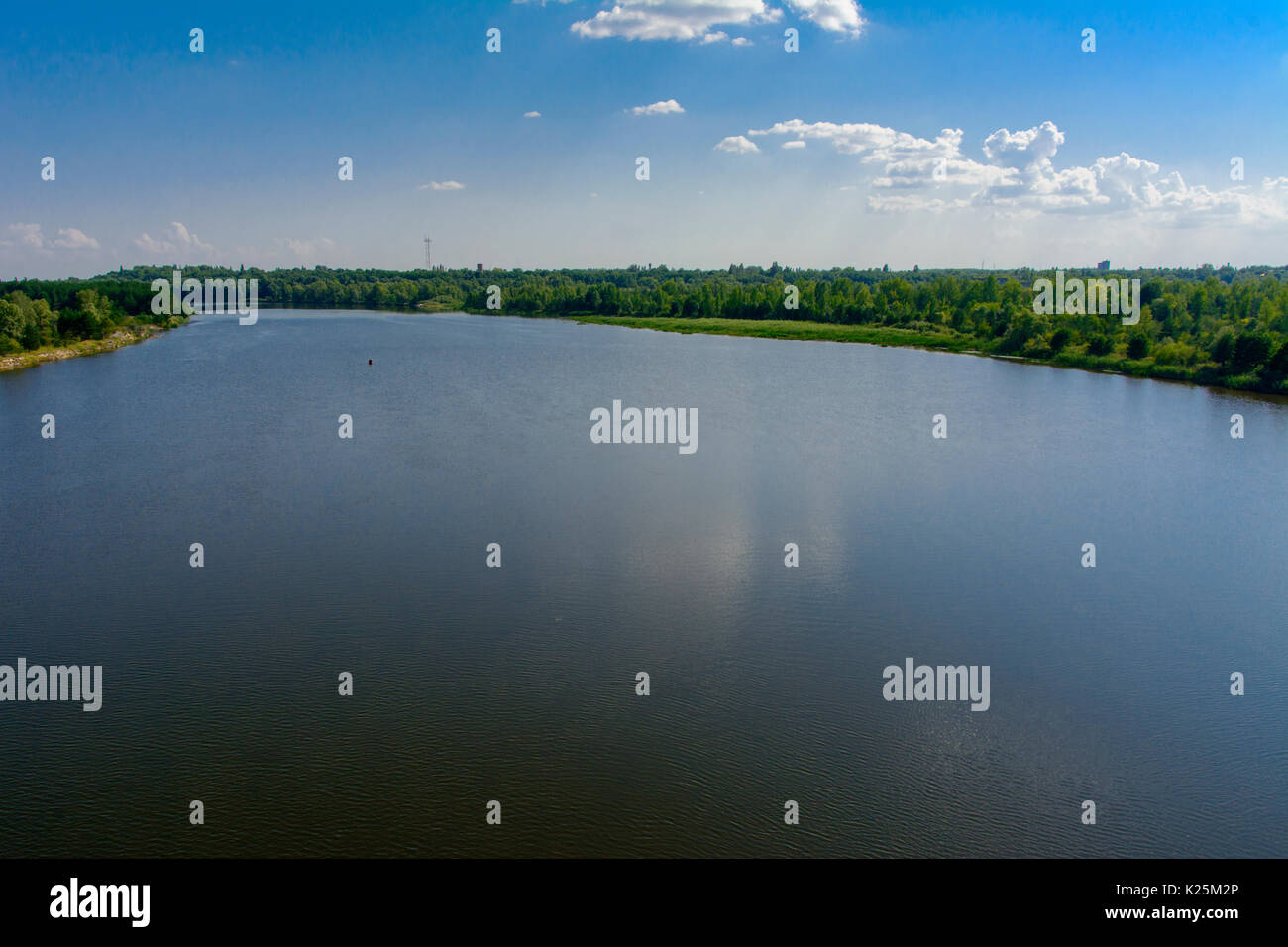 A beautiful river landscape and trees in a dead radioactive zone ...
