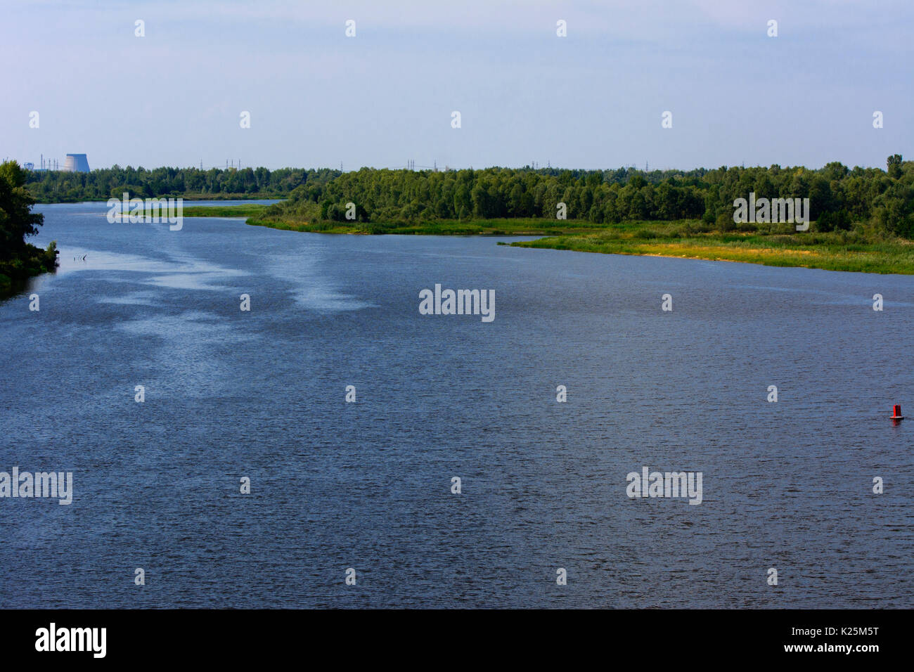 A beautiful river landscape and trees in a dead radioactive zone ...