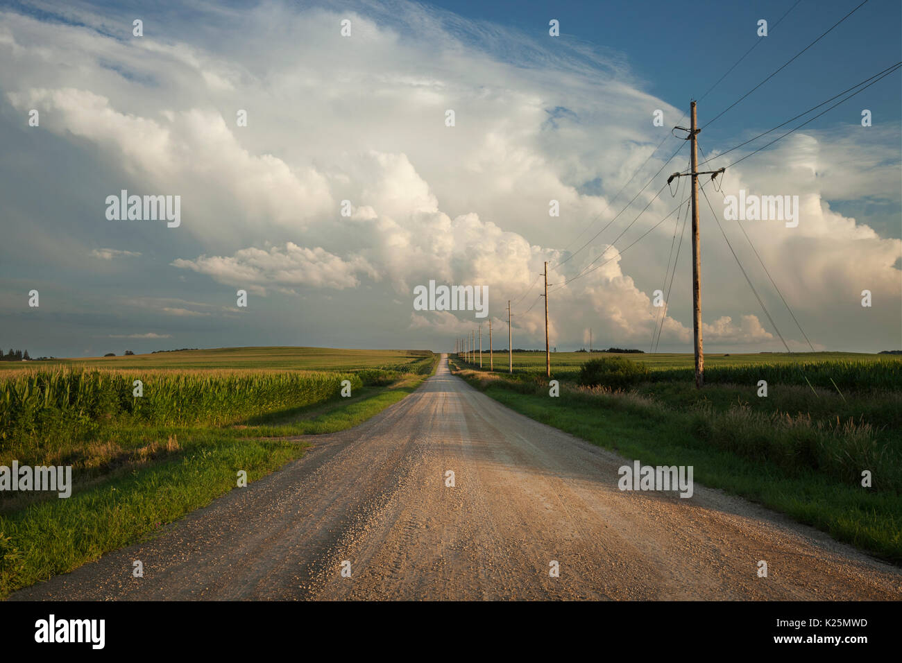 Rural Minnesota road with dramatic clouds at sundown Stock Photo - Alamy