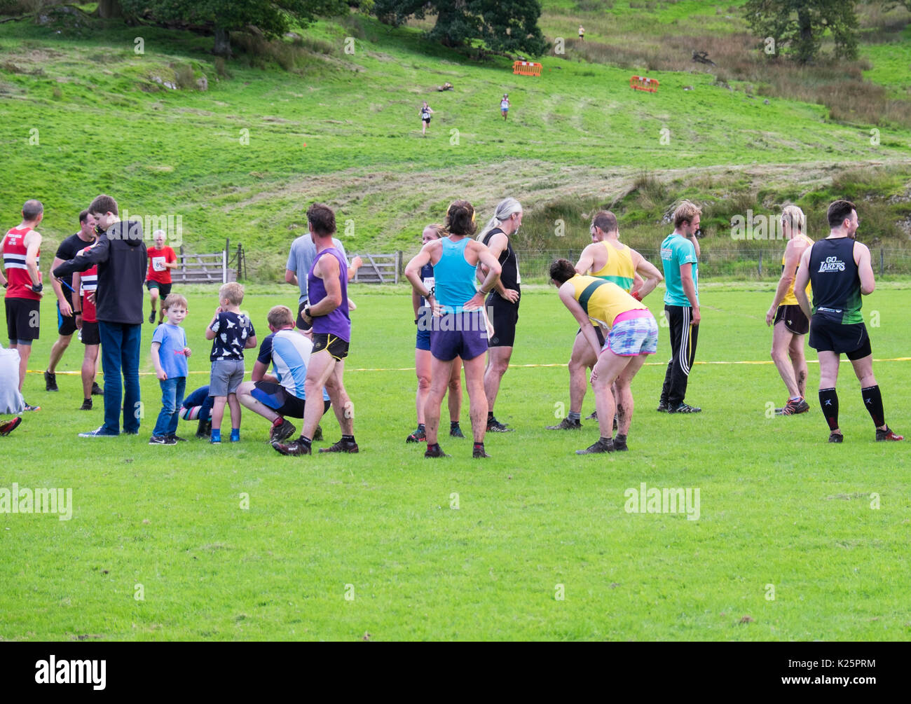 Fell race- runners return from a gruelling run Patterdale Cumbria ...