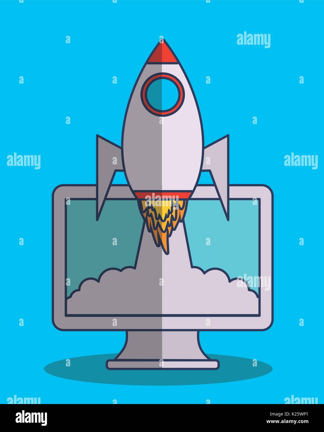 computer and rocket icon Stock Vector Image & Art - Alamy