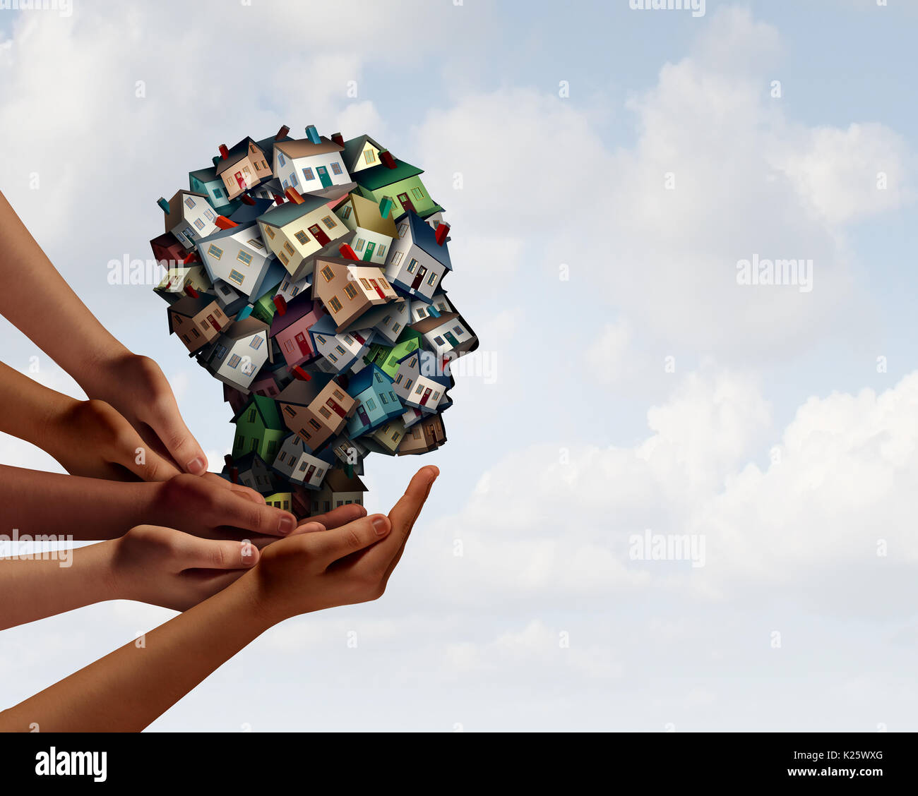 Group Real estate industry agent symbol and home mortgage broker team ...