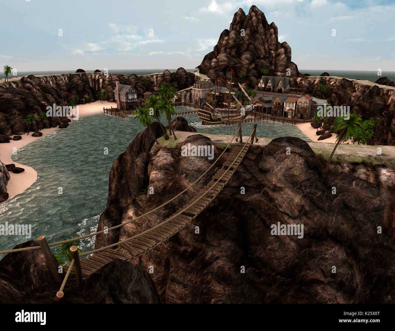 3D rendering of a pirate treasure island Stock Photo - Alamy