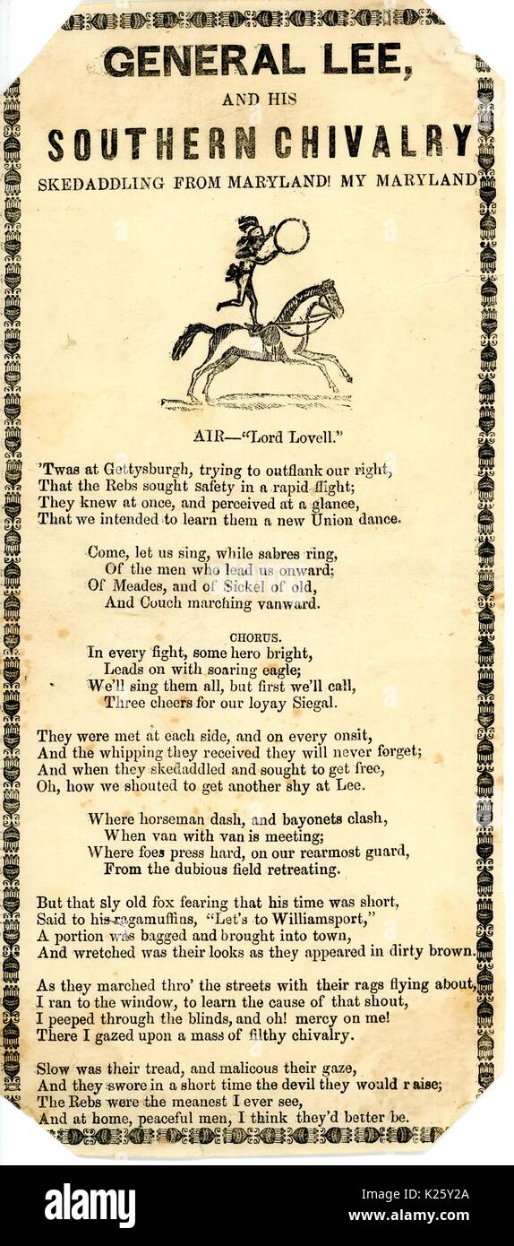 Broadside from the American Civil War entitled 'General Lee and his ...