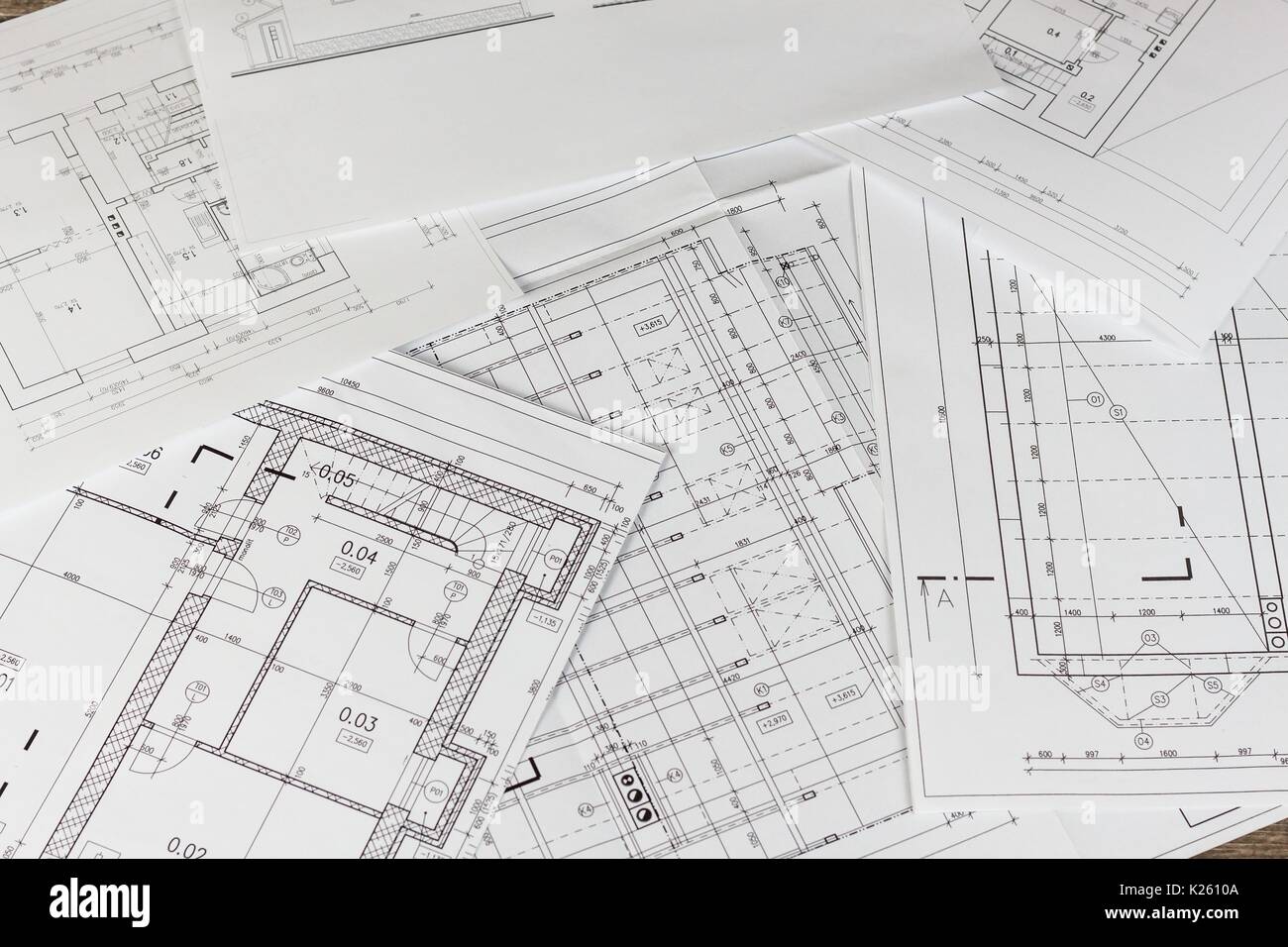 Plans of building. Architectural project. Floor plan designed building ...