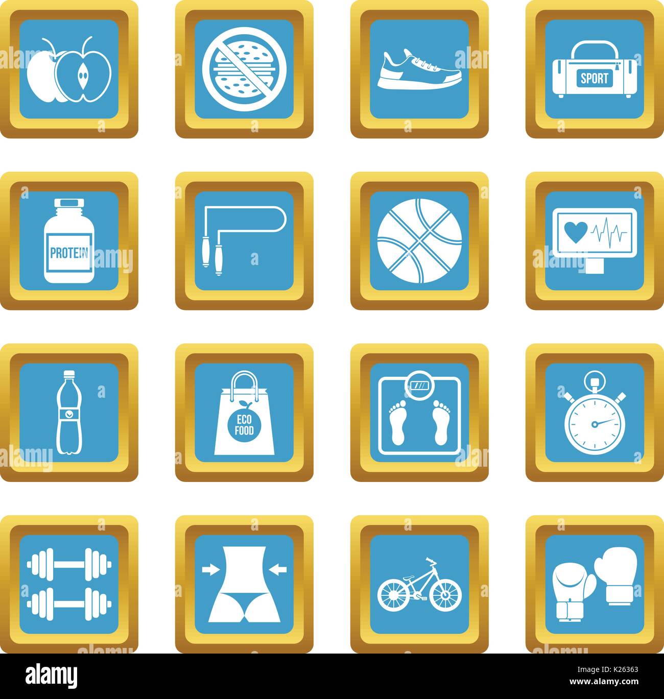 Healthy life icons azure Stock Vector Image & Art - Alamy