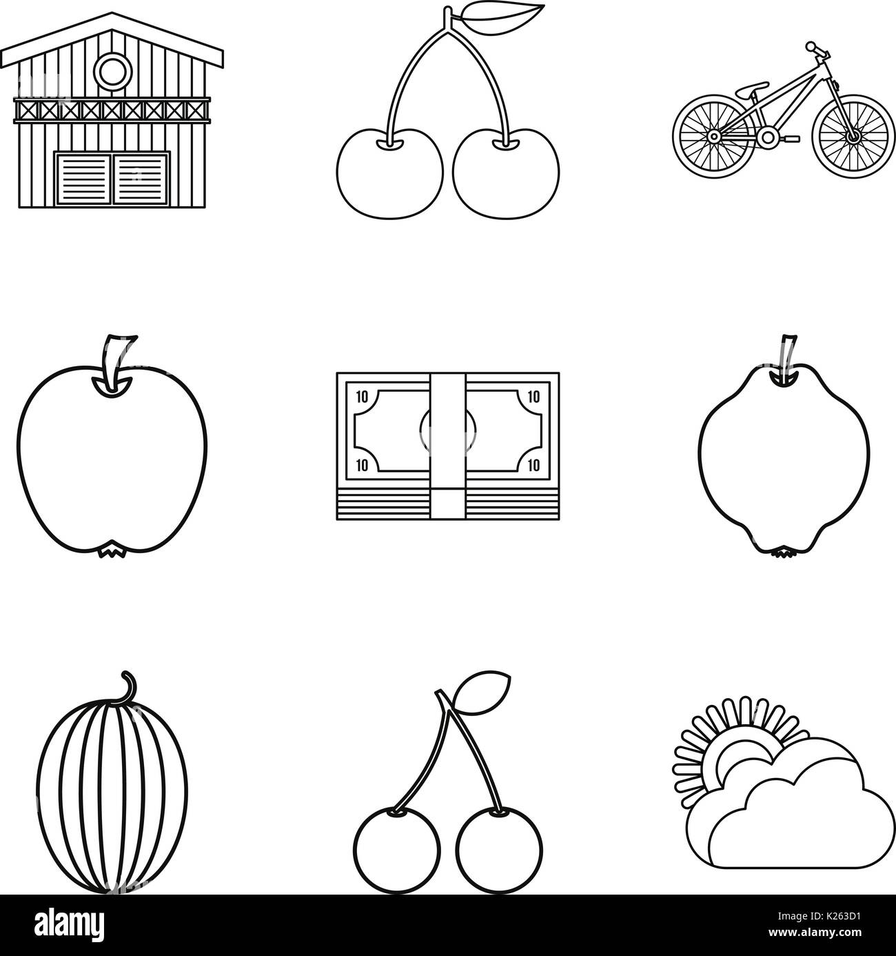 Small fruit icons set, outline style Stock Vector Image & Art - Alamy