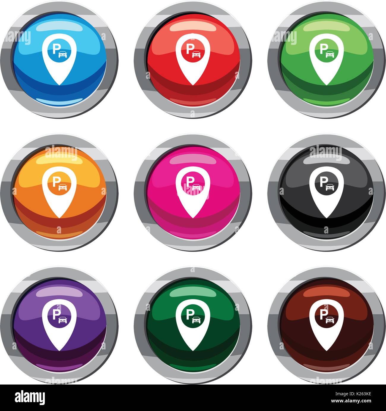 Map pointer with car parking set 9 collection Stock Vector Image & Art ...