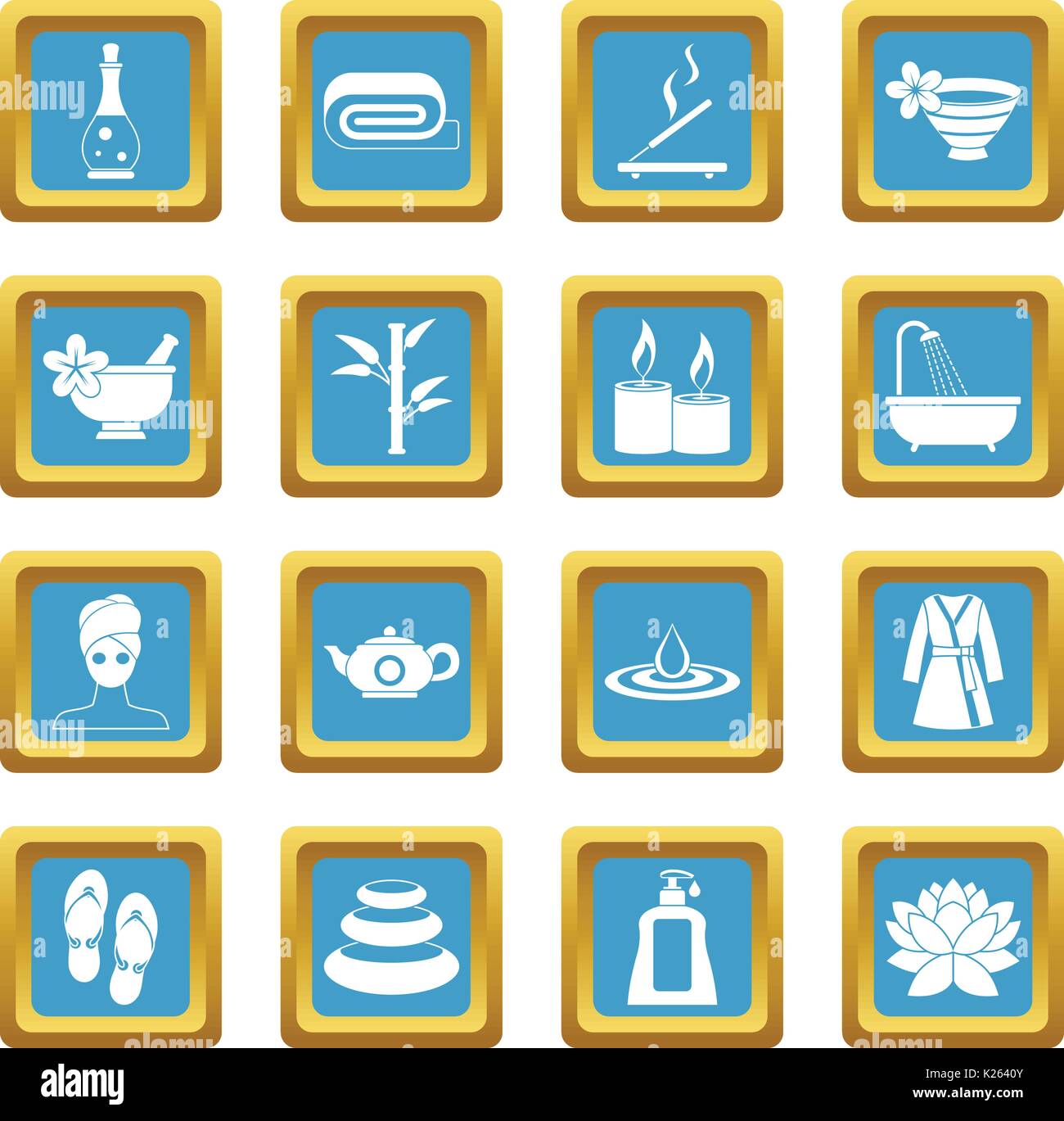 Spa treatments icons azure Stock Vector Image & Art - Alamy