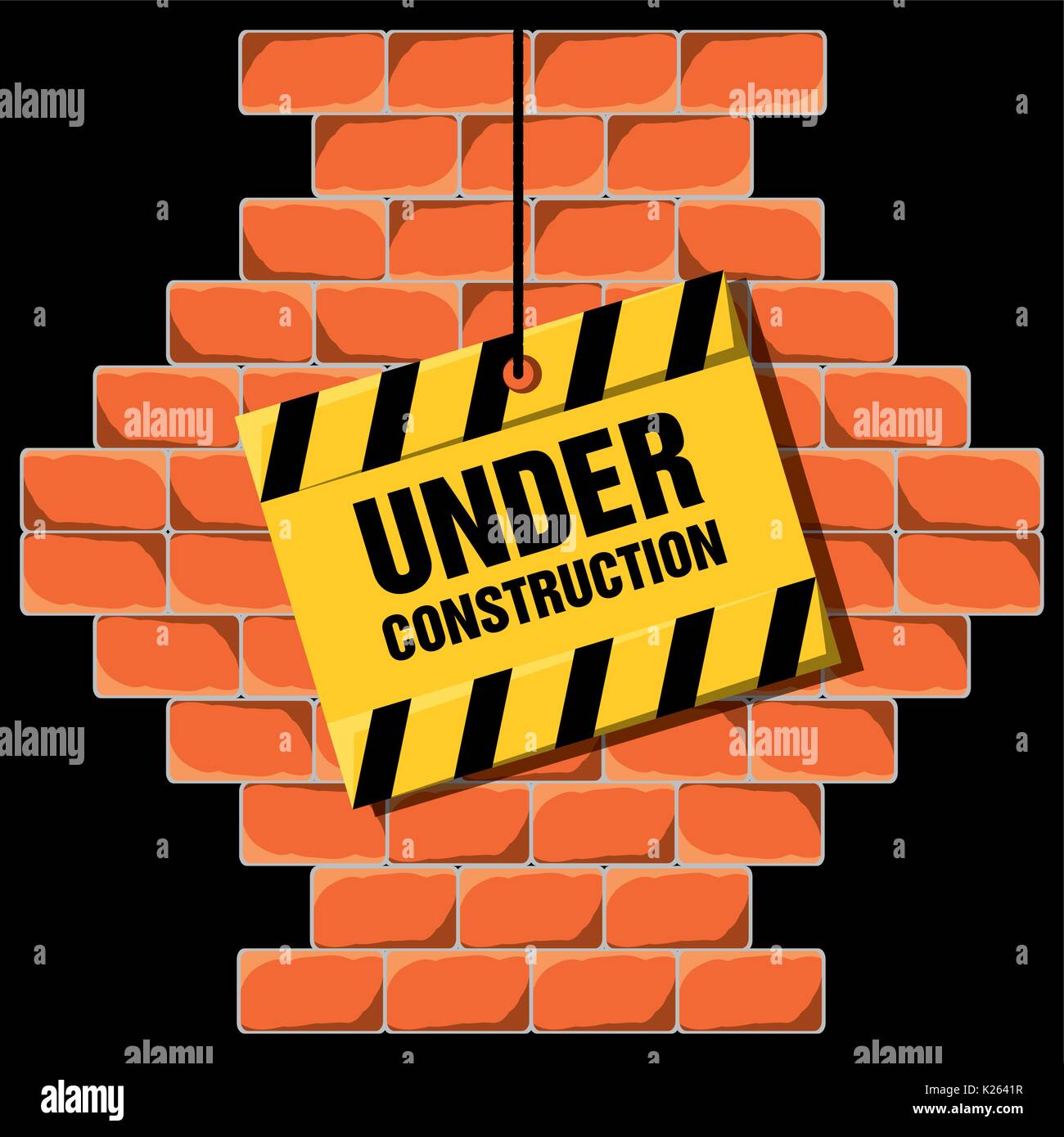 under construction warning over brick wall concept Stock Vector Image ...
