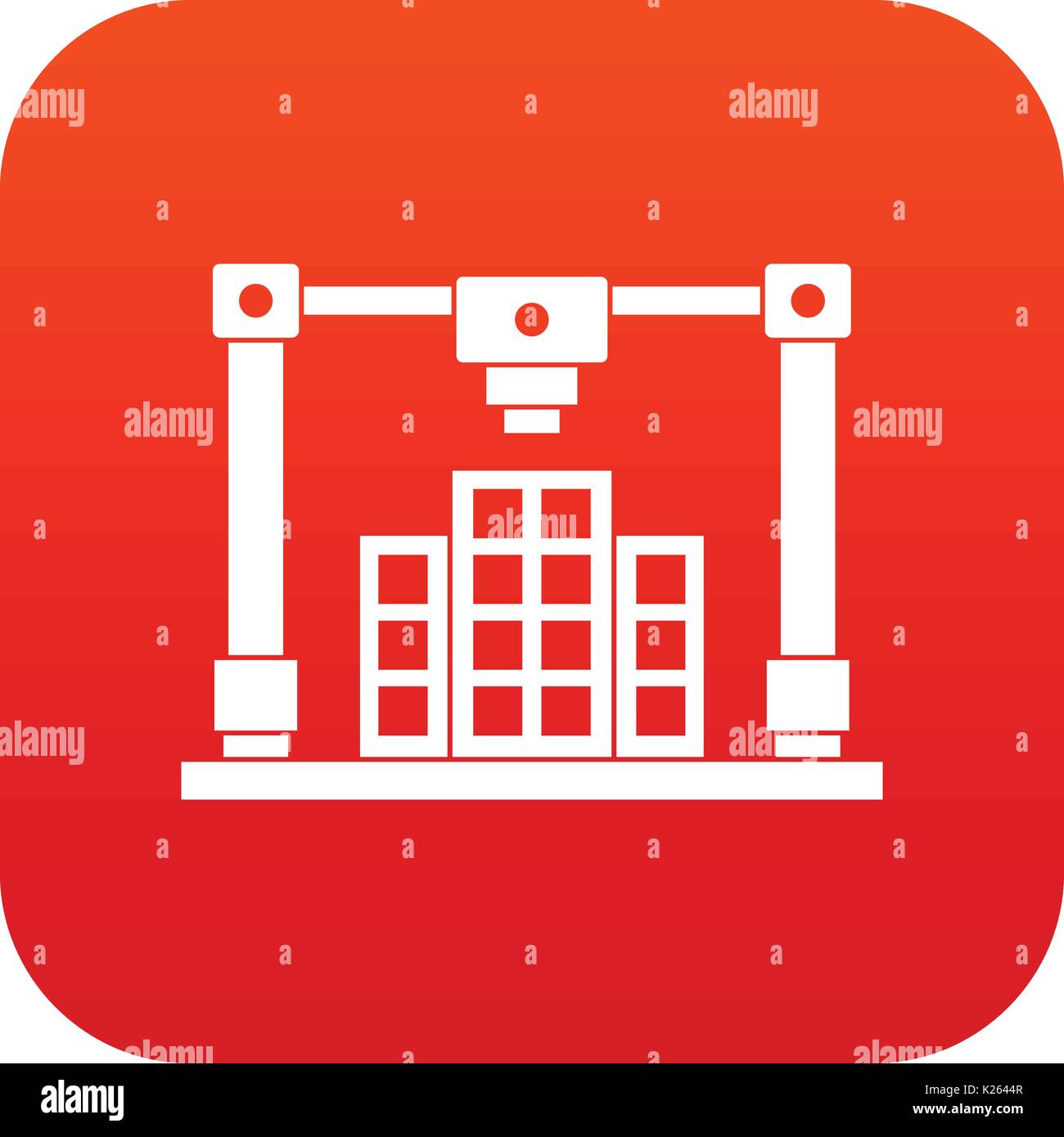 3d printer printing layout of building icon digital red Stock Vector ...