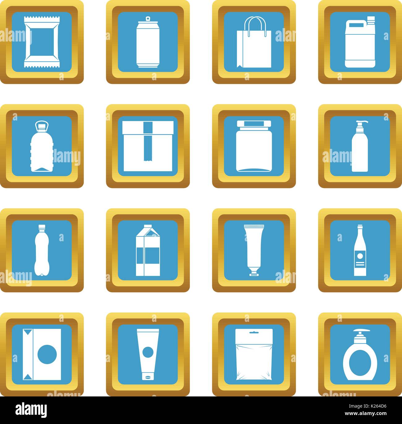 Packaging items icons azure Stock Vector Image & Art - Alamy