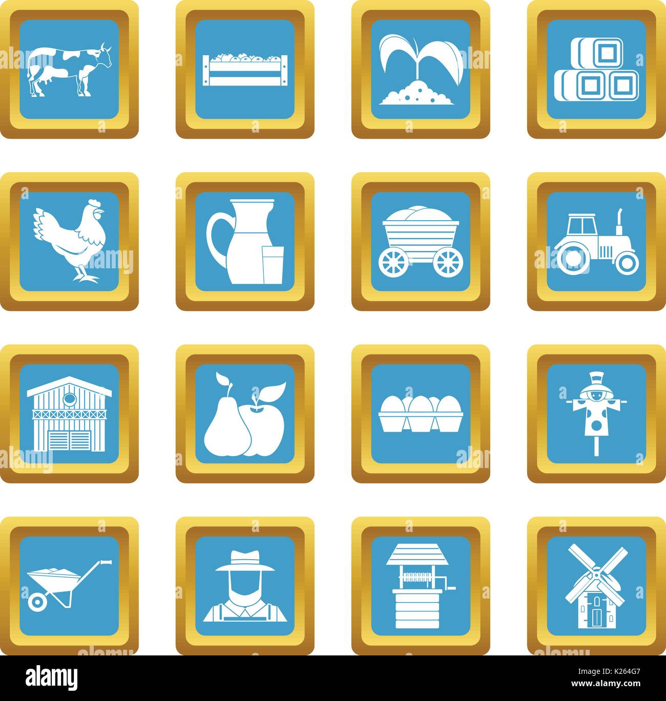 Farm icons azure Stock Vector Image & Art - Alamy