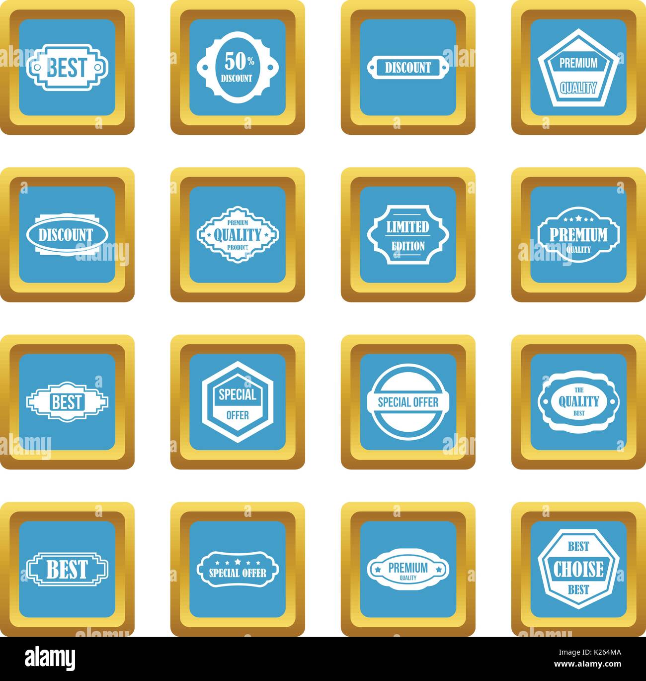 Golden labels icons azure Stock Vector Image & Art - Alamy