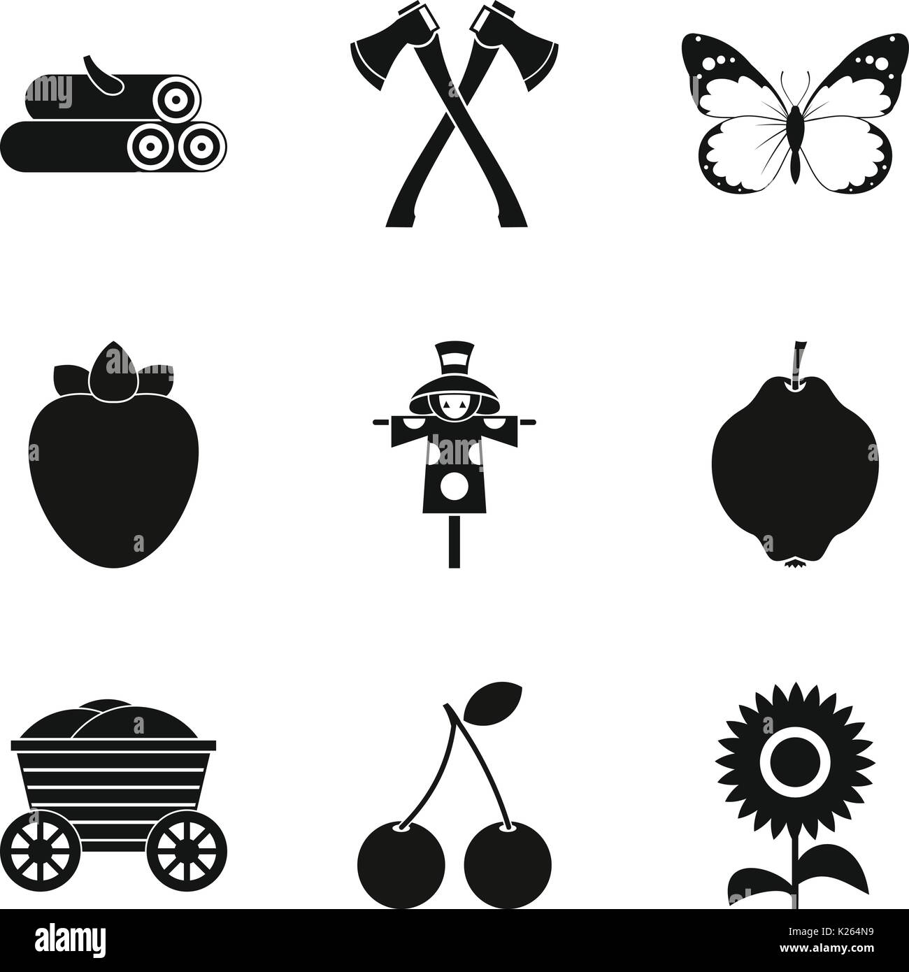 Collection of wood icons set, simple style Stock Vector Image & Art - Alamy