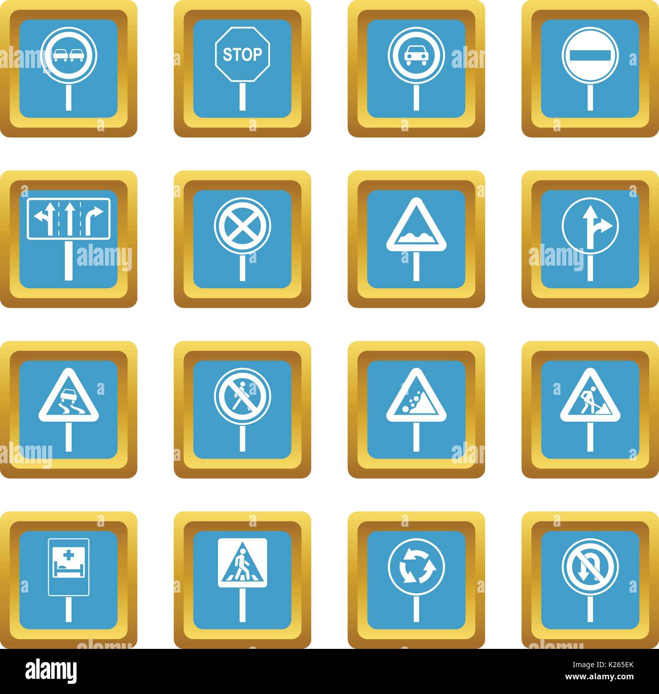 Different road signs icons azure Stock Vector Image & Art - Alamy