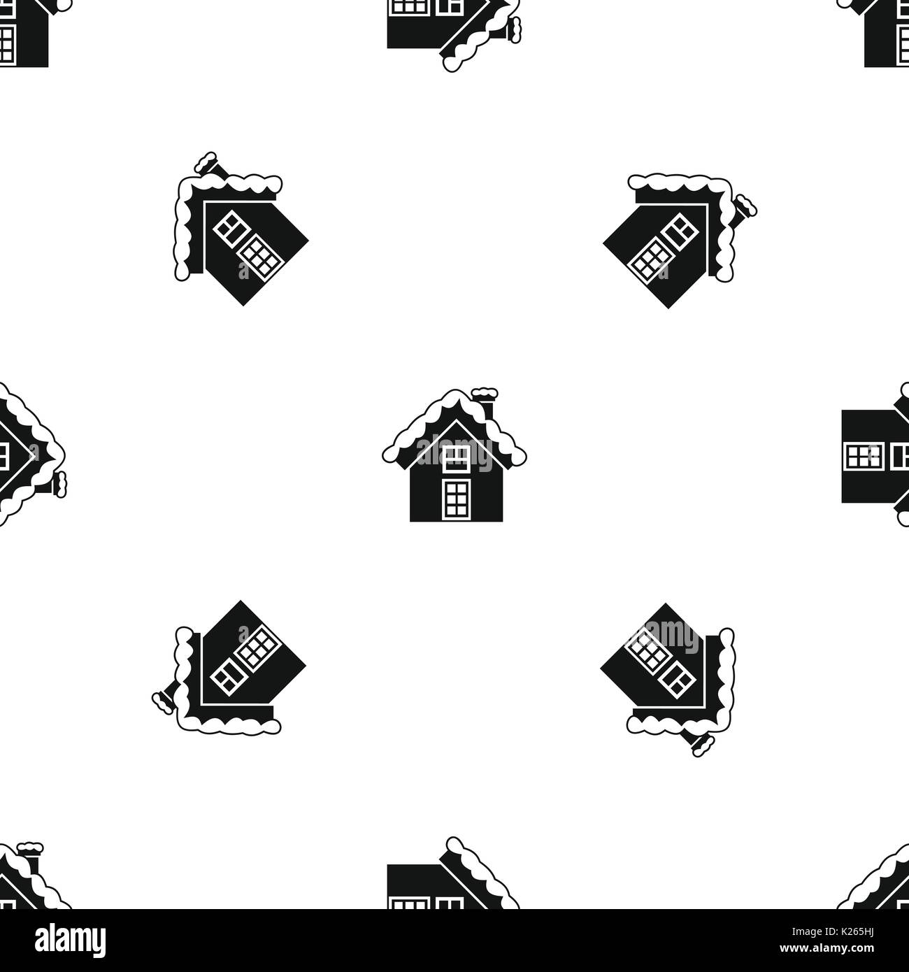 Small snowy cottage pattern seamless black Stock Vector Image & Art - Alamy