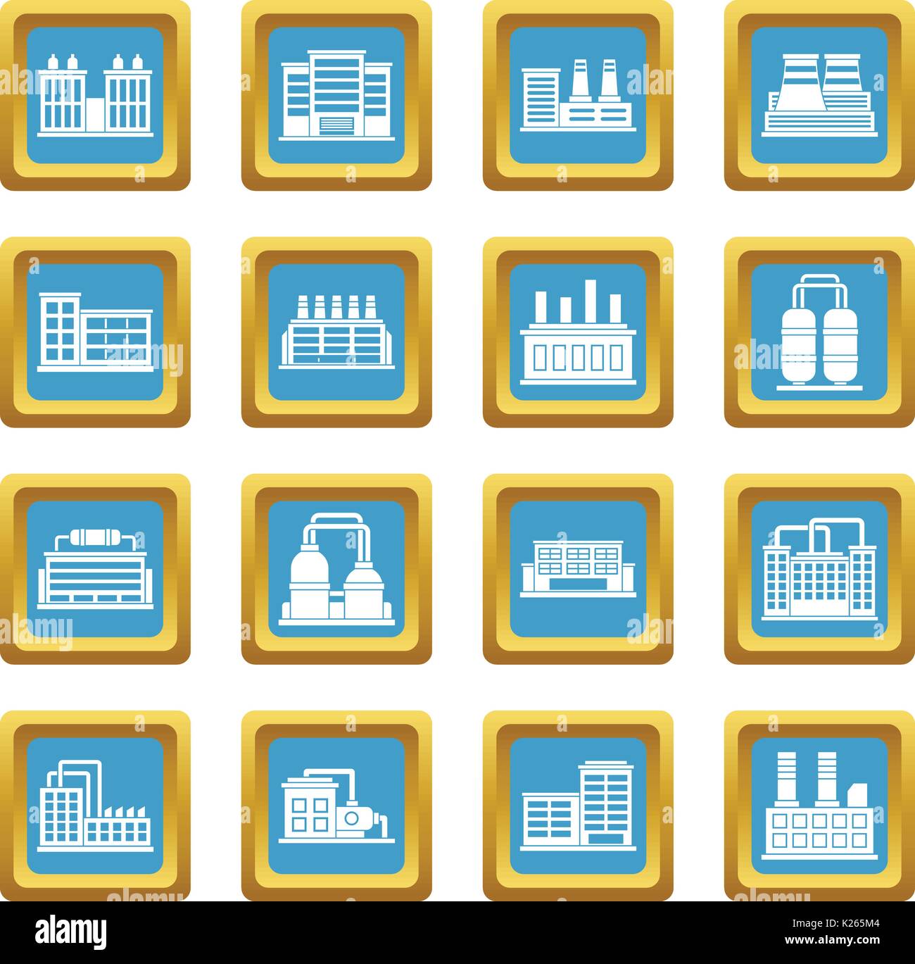 Industrial building icons azure Stock Vector Image & Art - Alamy