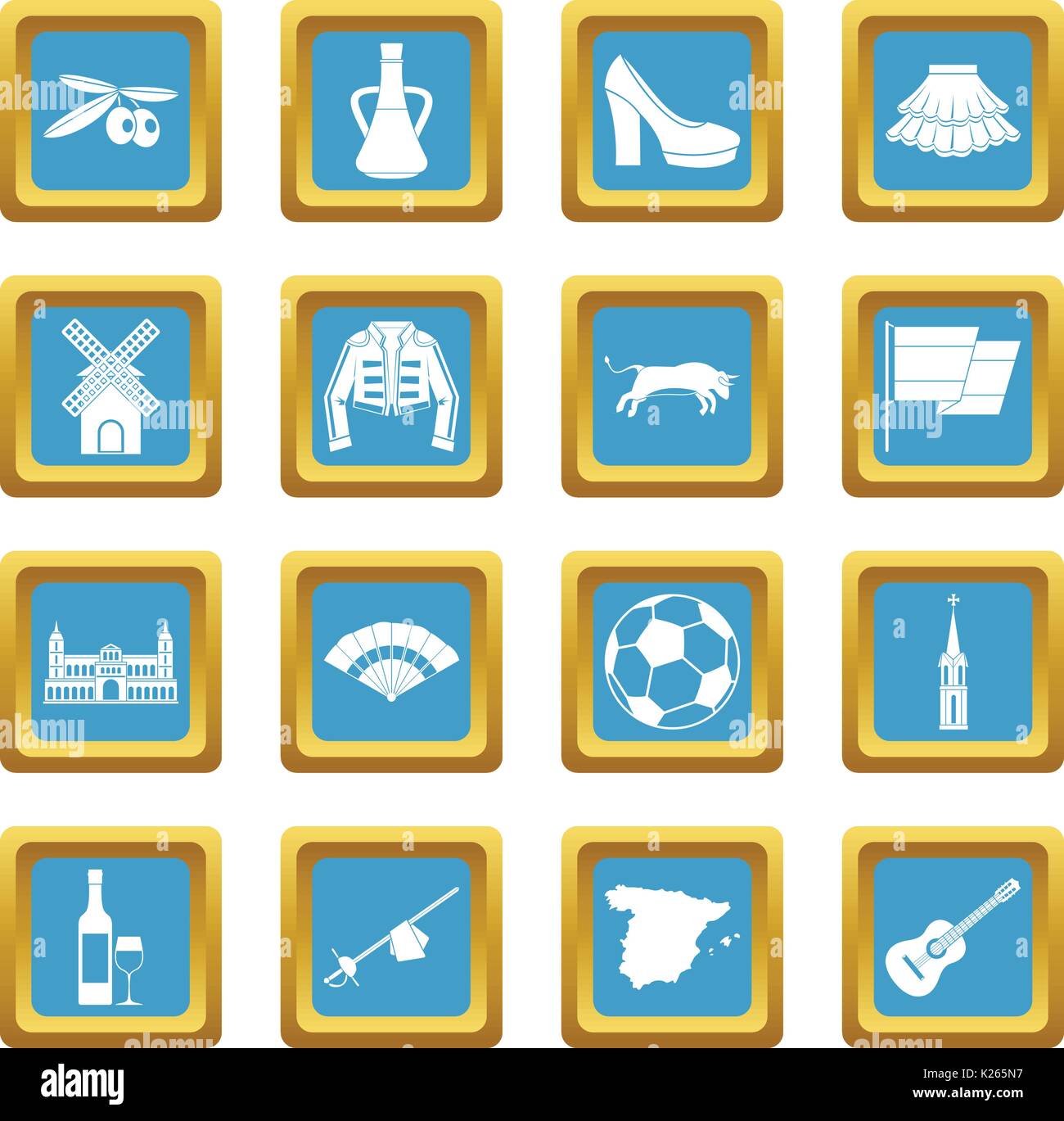 Spain travel icons azure Stock Vector Image & Art - Alamy