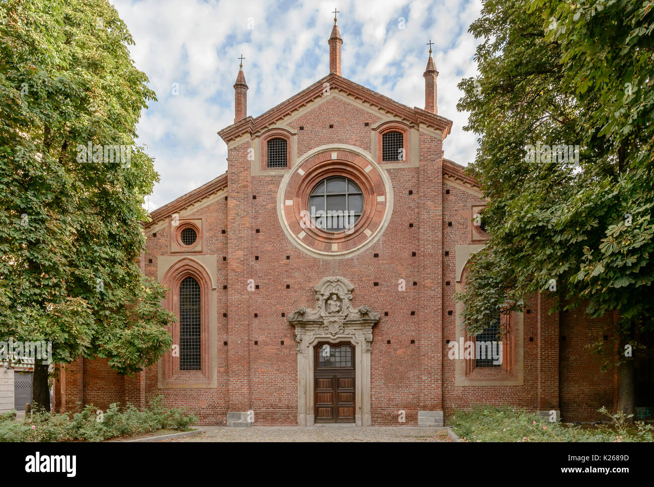 facade of Romanesque san Pietro in Gessate church in city center, shot ...