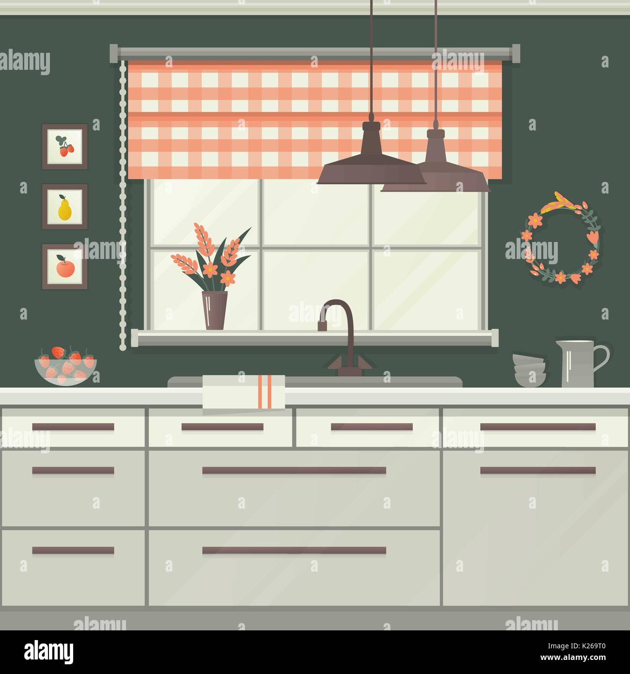 Kitchen window. Vector illustration Stock Vector Image & Art - Alamy