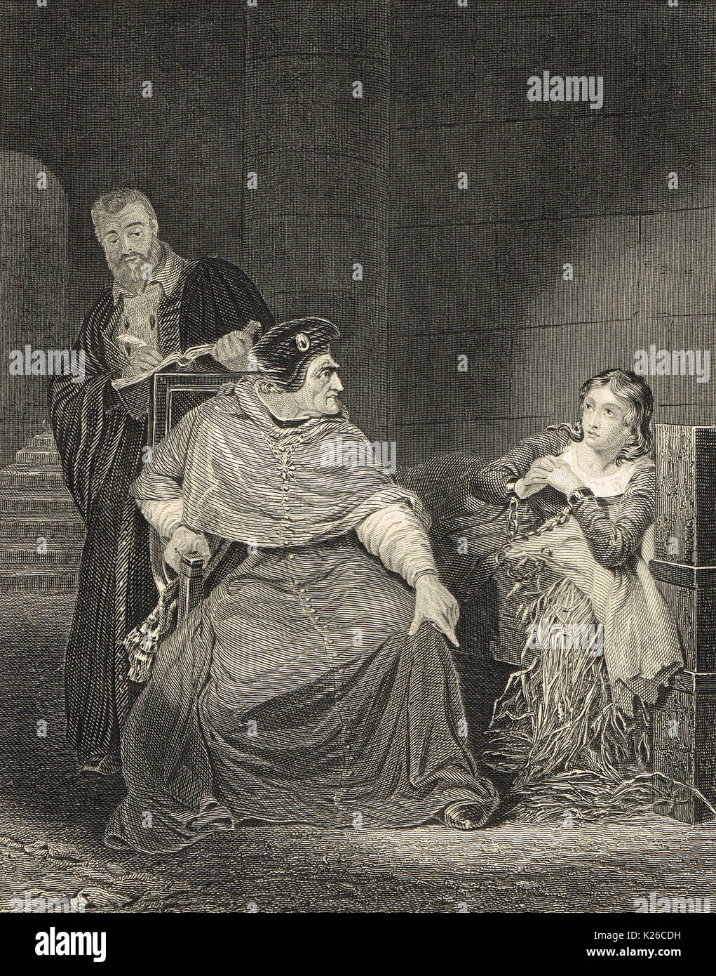 Joan of Arc prison, with Cardinal Henry Beaufort, 1431 Stock Photo - Alamy