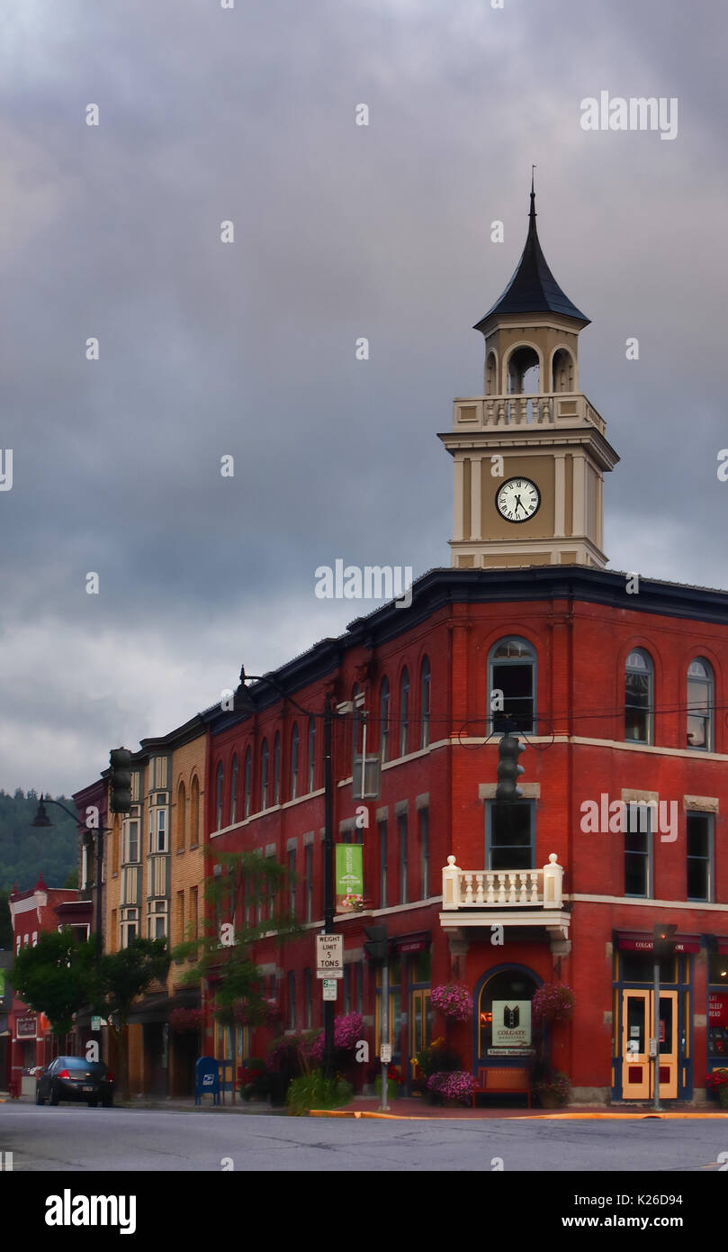 Hamilton , New York, USA. August 12, 2017. View of downtown Hamilton ...