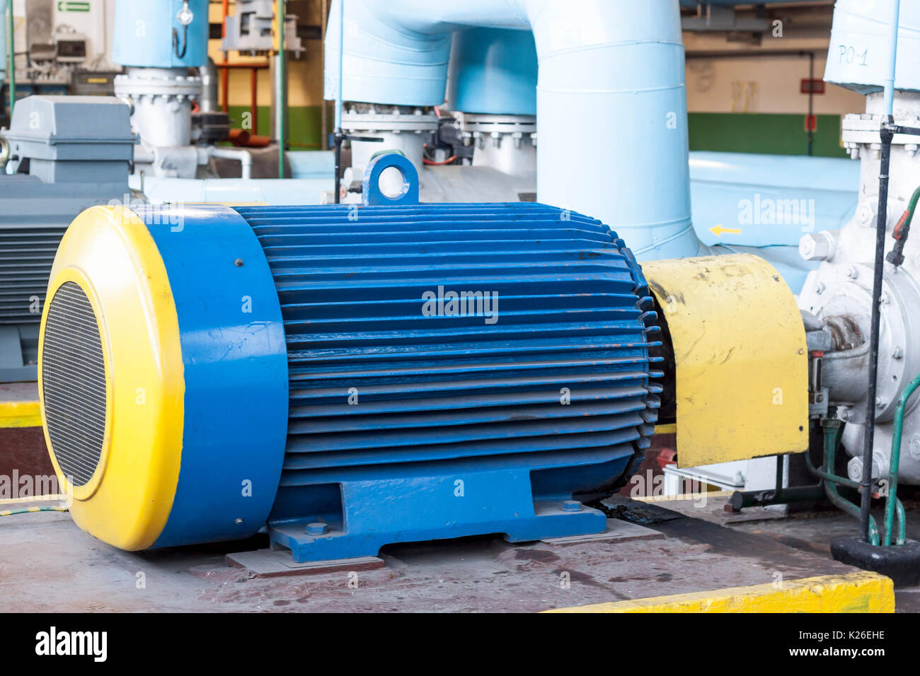 Big blue water pump - Poland Stock Photo - Alamy