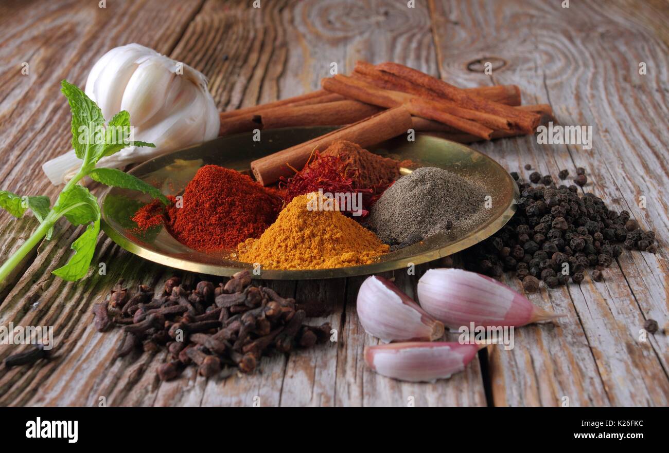 Powder spices and herbs. Aromatic ingredients in kitchen Stock Photo ...