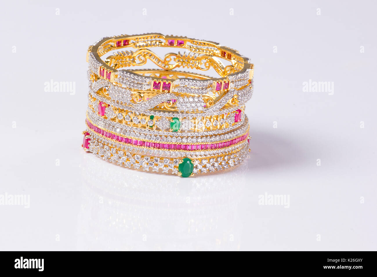 jewelry placed on white background Stock Photo - Alamy