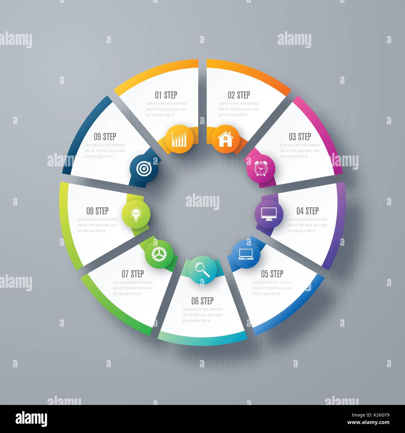 Infographics template 9 options with circle Stock Vector Image & Art ...