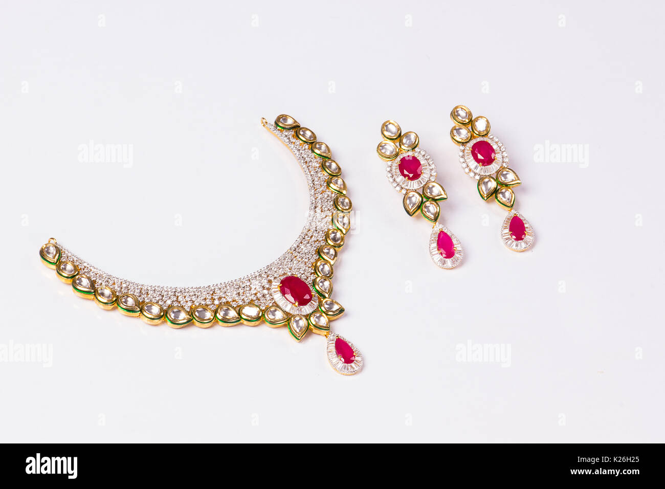 jewelry placed on white background Stock Photo - Alamy