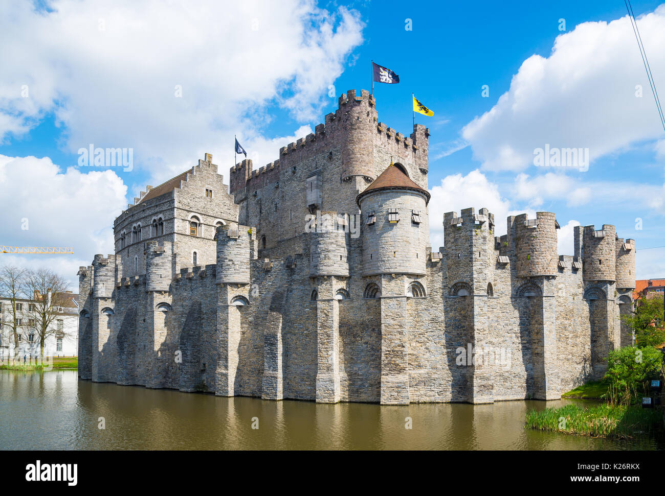 Medieval castle Gravensteen - Castle of the Counts with small windows ...