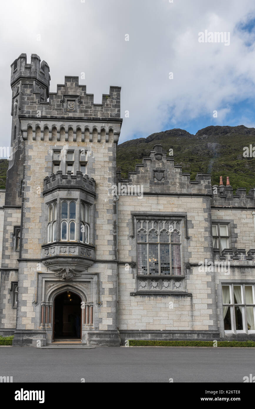 Connemara, Ireland - August 4, 2017: Closeup of entrance and tower of ...