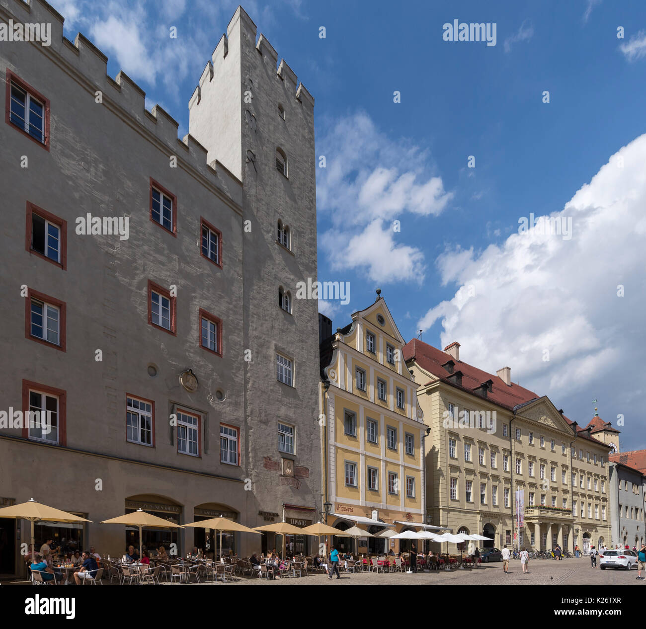 Former patrician castle with dynasty tower, on the right the Thon ...
